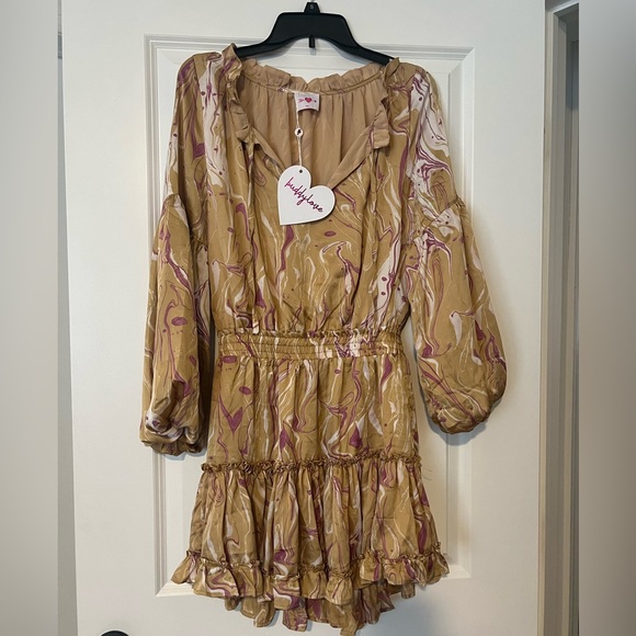 Buddy Love Dresses Buddy Love Zozo Ruffle Gold Metallic Detail Mini Dress S Poshmark